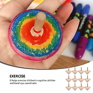 NUOBESTY Wooden Spinning Top Unfinished Wood Tops Craft Gyroscopes for DIY Kids Children Toy Party Favor New Year 12Pcs