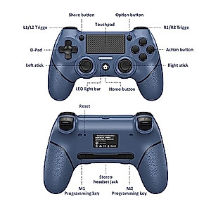 PS-4 Controller Dual-shock 4 Wireless Compatible for PS-4/Pro/Slim/Wireless Play-Station 4 Controller with paddles PS-4 Remote Controller for PC 6-Axis Motion Sensor Turbo，1000mAh
