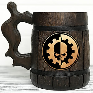 Adeptus Mechanicus Mug Wooden Beer Stein 17oz Gamer Mug Gift Boyfriend Personalized Anniversary Christmas Birthday Gifts For Gamer Husband Gifts For Him Beer Steins Beer Tankard K685