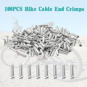 Bike Cable End Caps, Alloy Crimps, Brake Cable End Tips for Road Mountain Bicycle, Silver, Pack of 100