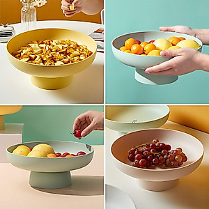 Pearlead Self Draining Fruit Bowl with Detachable Base Fruit and Vegetables Drain Basket Snacks Serving Tray Candy Display Container for Home, Office, Hotel Decoration (Pink)