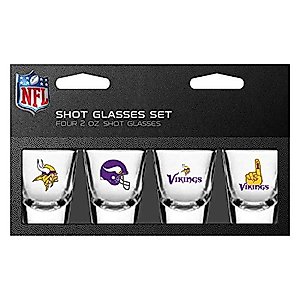 NFL Minnesota Vikings Shot Glass Set4 Pack Shot Glass Set, Team Colors, One Size