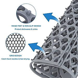 Kitchen Sink Protector, SCITURE Non-slip Sink Protector with Cuttable Center, Foldable Farmhouse Sink Protector for Stainless Steel/Ceramic Sinks, Heat Resistant Sink Mat (1 PCS, Grey, 26"x 14")