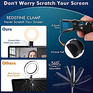 4.5 inch Ring Light for Computer Video Conference Lighting with Clip and Tripod 3 Dimmable Color and 10 Brightness Level Easy to Use Suitable for Webcam Lighting