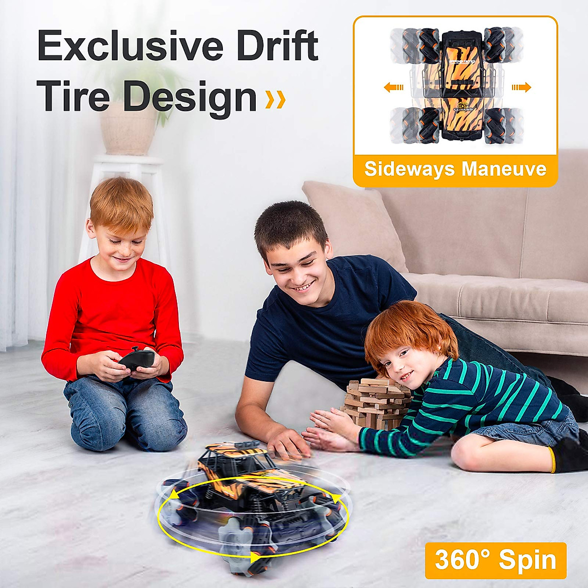 Growsly Remote Control Car Rc Cars, High Speed Monster Trucks for Boys, 1:18 Scale 4WD Toy Trucks, 2.4Ghz All Terrain Off Road Rc Rock Crawler with 2 Rechargeable Batteries and Led Lights