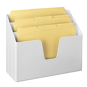 Acrimet Horizontal Triple File Folder Holder Organizer (Manila Folders Letter Size Included) (White Color)