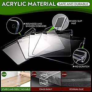 PJ Vital Clear Acrylic Shelf Dividers for Closet Organization Multi-Functional Plastic Divider Wood Shelves, Purse Organizer Cabinet 6 Pack in Kitchen, Bedroom, Bathroom and Office.