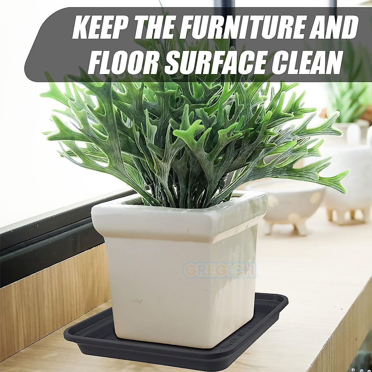 GREGICH Square Plant Saucer Tray 6 8 9.5 Inch Assorted Size 9 Packs, Strong Plastic Plant Water Catcher Tray Planter Saucer Drainage Catch Drip Plate for Potted Plant Flower Pot Base Indoor Outdoor