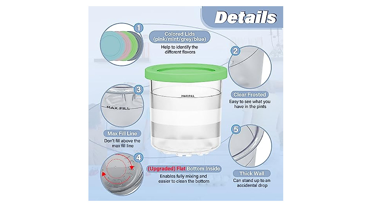 NANOBABY Pint Containers for Ninja Creami - 4-Pack
