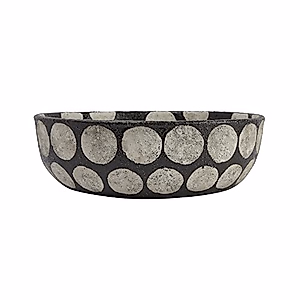 Creative Co-Op Terracotta Wax Relief Dots, Black and Natural Decorative Bowl