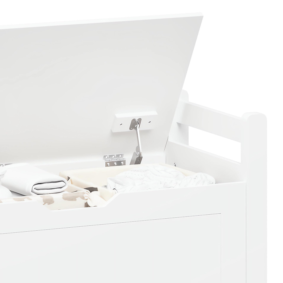 Mancofy Kids Wooden Toy Chest Kids Toy Box with Safety Hinged Lid, Children's Toy Storage Cubby, Toy Storage Cabinet Organizer, Playroom Furniture, boys/girls (White)