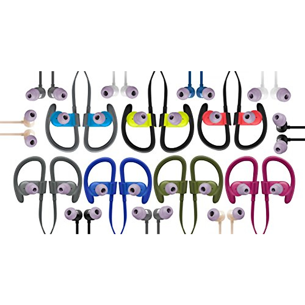 12pcs (DF-3sz) Light Purple Gray S/M/L Double Flange and Round Replacement Adapters Eartips Earbuds Compatible with BeatsX, Powerbeats 3 2 1, and Urbeats 3 Earphones Headphones