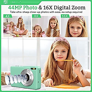 Digital Camera,Kids Camera with 32GB Card,Nsoela FHD 1080P 44MP Compact Vlogging Camera,Point and Shoot Camera 16X Digital Zoom, Portable Mini Kids Camera for Teens Students