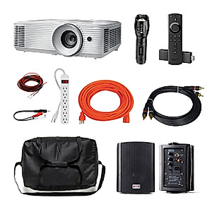 Recreation Series System | 15’ Front and Rear Projection Screen with Savi 4000 Lumen 1080p HD Projector, Sound System, Streaming Device w/WiFi (EZ-600)