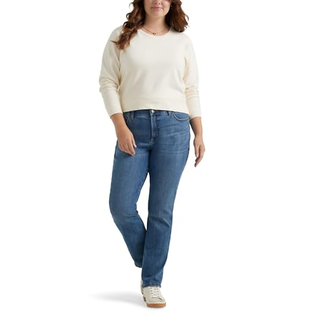 Lee Women's Plus Size Ultra Lux Comfort with Flex Motion Straight Leg Jean Juniper 16W Medium