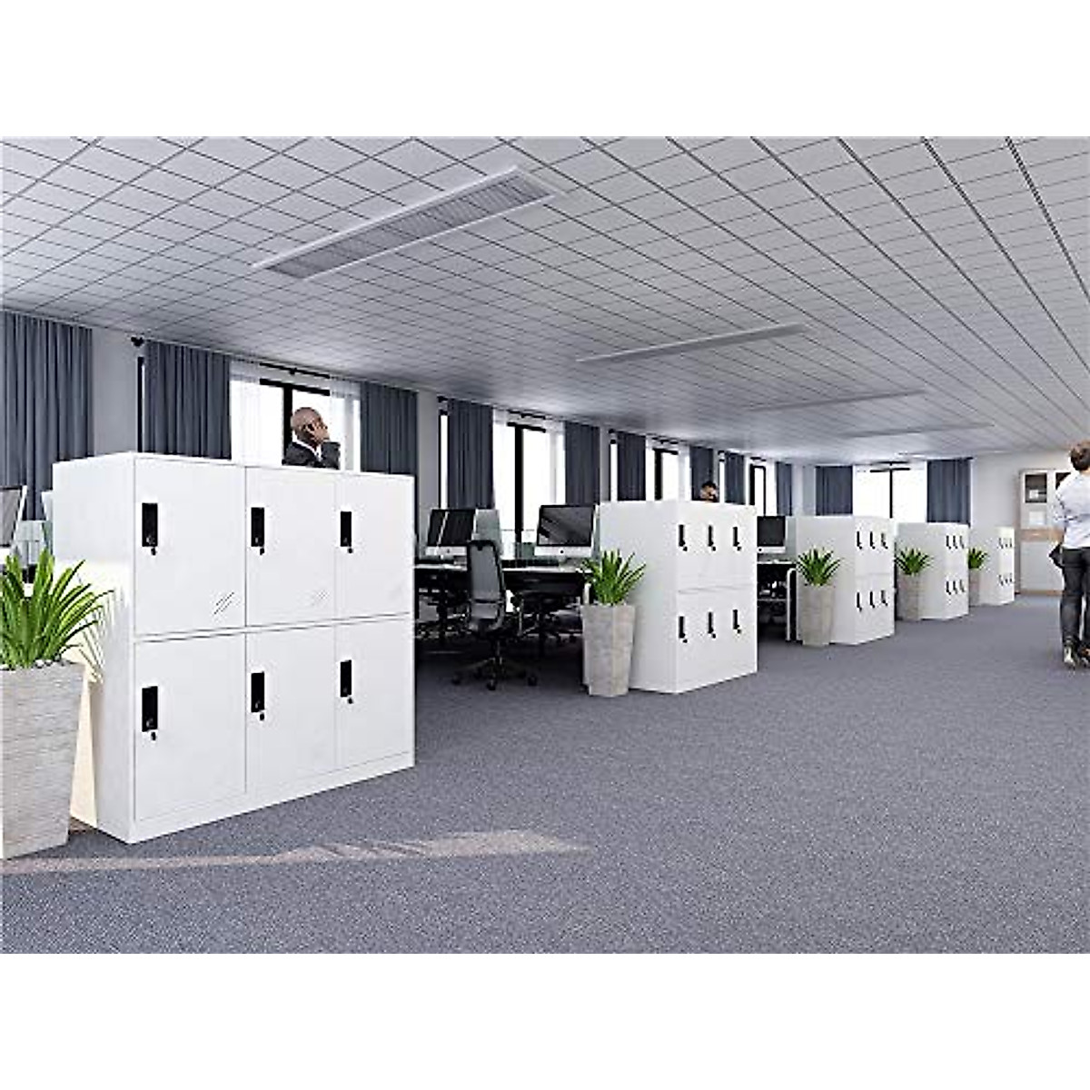 MECOLOR Full White Color Metal Office and Home Storage Cabinet Locker with 9 Doors Garage Tool Cabinets (Full White, 9D)…