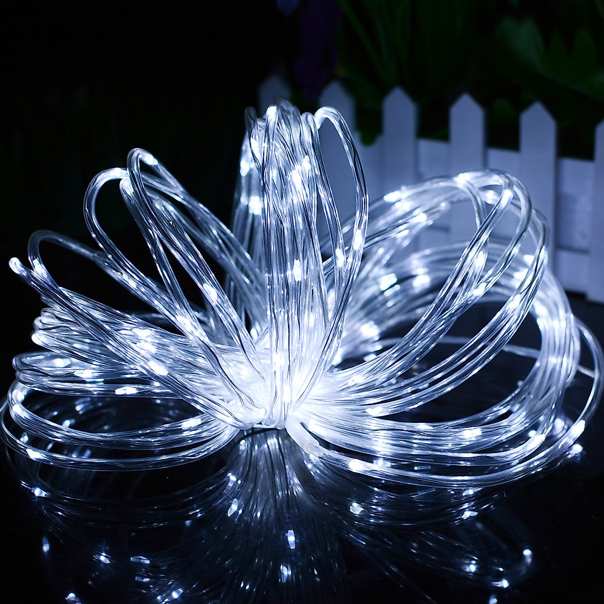 Lalapao Rope Lights 2 Pack Solar Powered Xmas String Lights 120 LED Christmas Fairy Decor Lighting with 8 Modes for Outdoor Indoor Tree Garden Patio Lawn Holiday Bedroom Wedding Waterproof (White)