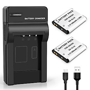 Mliepow 2 Pack EN-EL19 Battery (900 mAh) and USB Charger Compatible with Nikon A100, Coolpix S33,S100 S2800 S3200 S3300 S3500 S3600 S4100 S4200 S4300 S5200 S5300 S6500 S6600 S6800 S6900 S7000 Camera