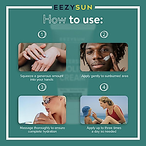 EEZYSUN AfterSun Cooling Cream | Vegan AfterSun Care with Aloe Vera, Tea Tree Oil, & Chamomile to Soothe, Hydrate, & Repair Sunburn | Dermatologically Tested 3.3 FL OZ