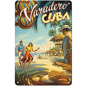 Varadero, Cuba Dancers - Kerne Erickson - Vintage Travel Poster Metal Tin Sign Retro Wall Home Bar Pub Vintage Cafe Decor, 8x12 Inch
