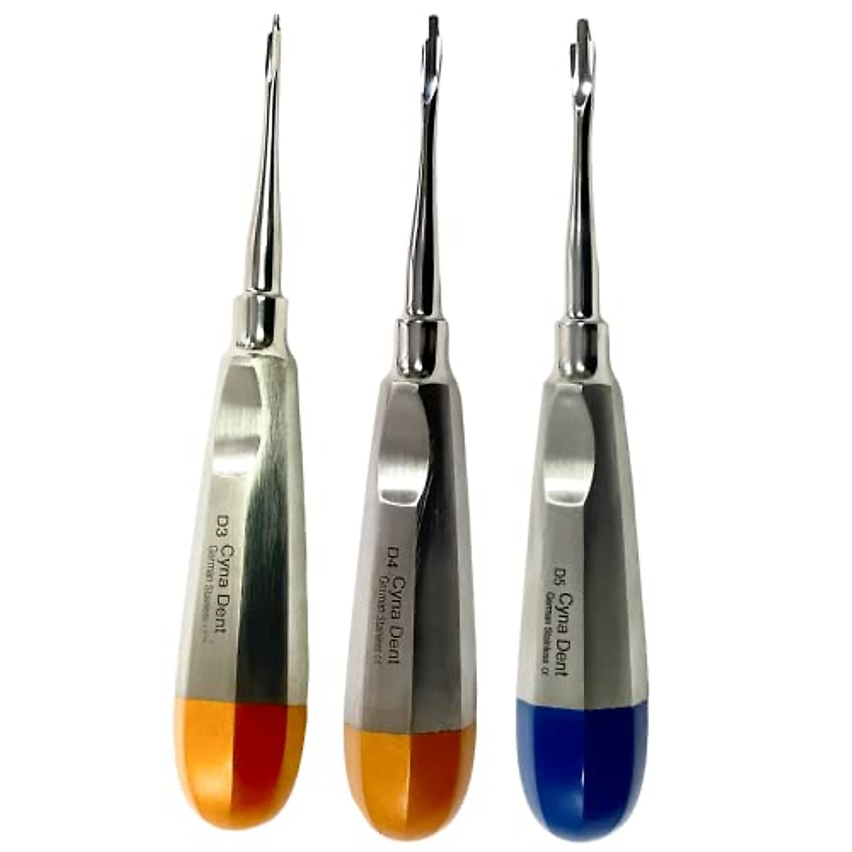 New German Stainless Set of 3 LUXATING PERIOTOMES Dental ATRAUMATIC EXTRACTING Elevators 3MM 4MM 5MM