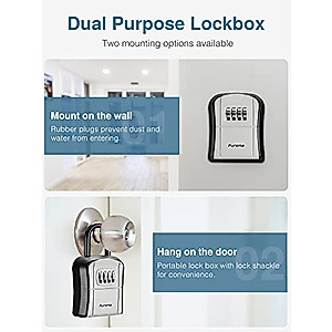 Puroma Key Lock Box, Portable Combination Lockbox Wall-Mounted Key Storage Box for House Keys, Resettable Code Safe Security Lock Box for Home, Office, Garage, Apartment Spare Key Storage (1 Pack)