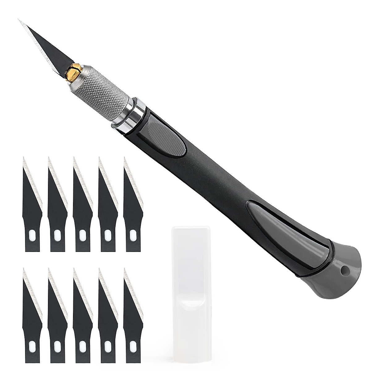 NEWISHTOOL Hobby Knife Precision Craft Knife Set Utility Exacto Knife with 10 PCS Fine Point Razor Art Knife Tool for Architecture Modeling, Pumpkin Cutting, Scrapbooking, Wood Working Stencil