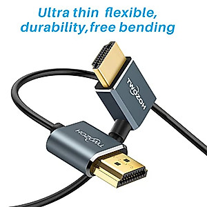Twozoh Flexible HDMI to HDMI Cable Right Angled 90° 3.3FT, Ultra Thin and Slim HDMI Cord Support 3D/4K@60Hz