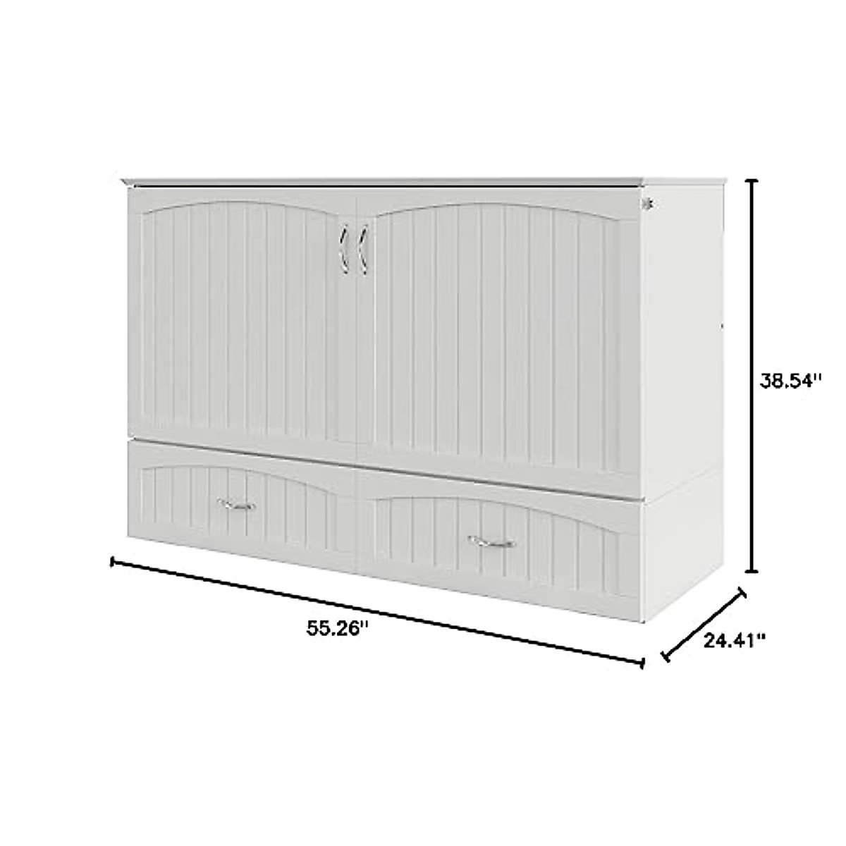 AFI, Southampton Murphy Bed Chest with 6 inch Memory Foam Folding Mattress, Built-in Charging Station and Storage Drawer, Full, White