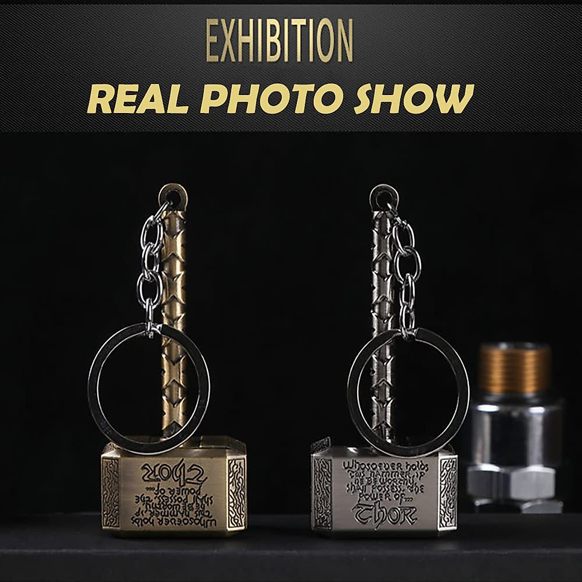 SIMBAE Cool Metal Hammer Lighter,Keychain Mini Vintage Texture Rechargeable USB Electronic Lighter,Windproof Touch Double-Sided Ignition,Suitable for Man (Bronze)