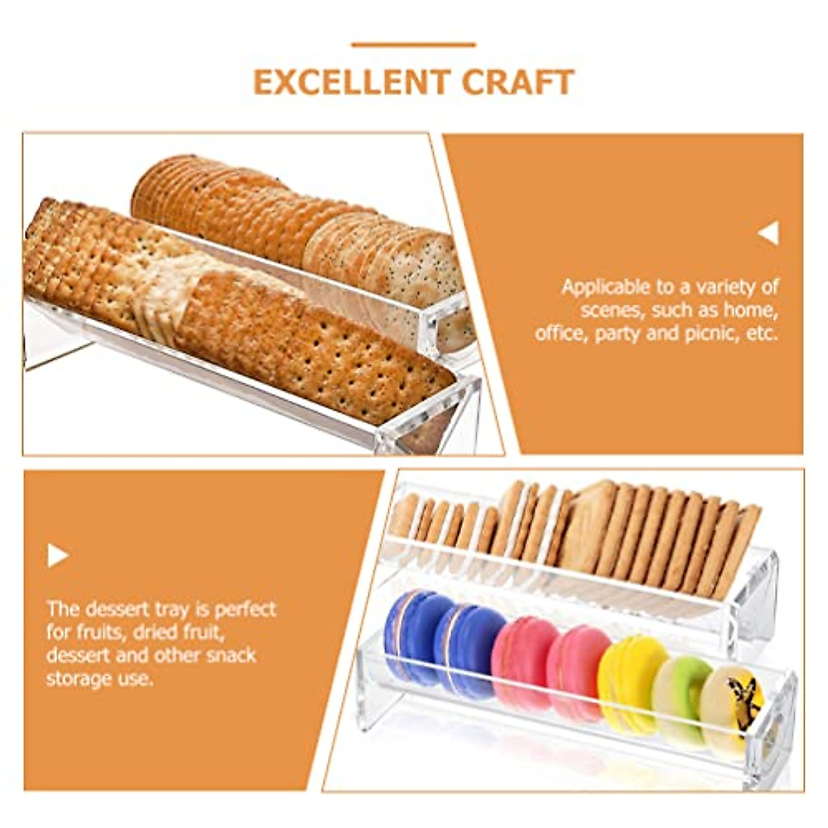 iplusmile Serving Trays Clear Tray for Serving, 2 Pack Biscuit Holder for Serving Trays, Food Display Dish Stand, Acrylic Serving Tray for Party Charcuterie Board Platter (Square) Table Tray