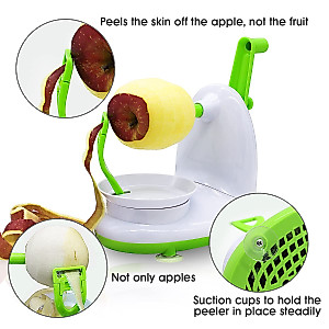 Upgraded Apple Peeler and Corer for Apple Pear Citrus Manual Rotating Kitchen Gadget Includes 2 Replacement Heads and 1 Splitter (whitish green)