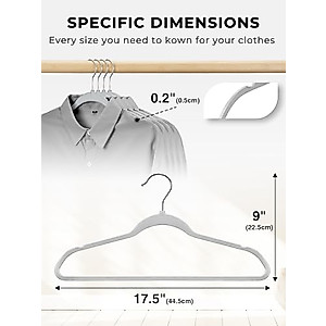 SMARTOR Clothes Hangers 50 Pack, Non-Velvet Plastic Hangers for Clothes | Heavy Duty Coat Hanger | Space Saving Closet Hangers with Chrome Swivel Hook | Non-Flocked Hangers Slim Hangers - Light Grey