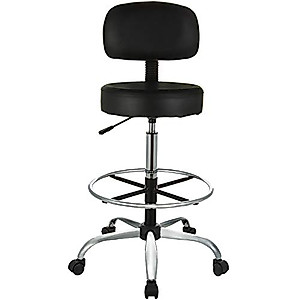 Amazon Basics Multi-Purpose Adjustable Drafting Spa Bar Stool with Foot Rest and Wheels - Black