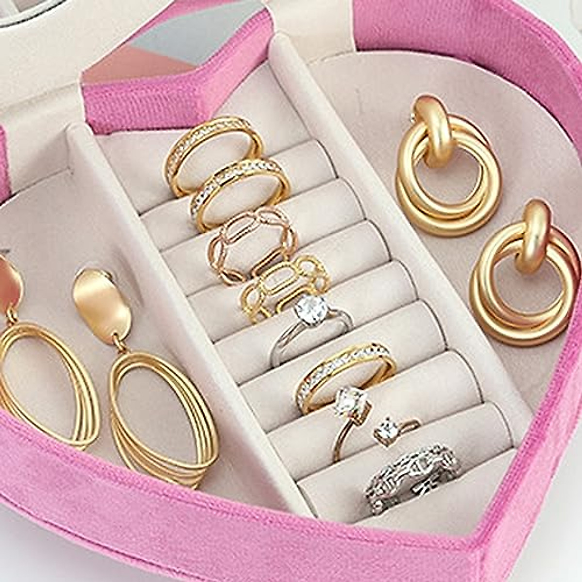 Mini Pink Jewelry Box Creative Sofa Armchair Jewelry Organizer for Necklace Earrings Bracelets Rings Dollhouse Furniture (Pink Heart Chair, 14cm*18cm*13cm)