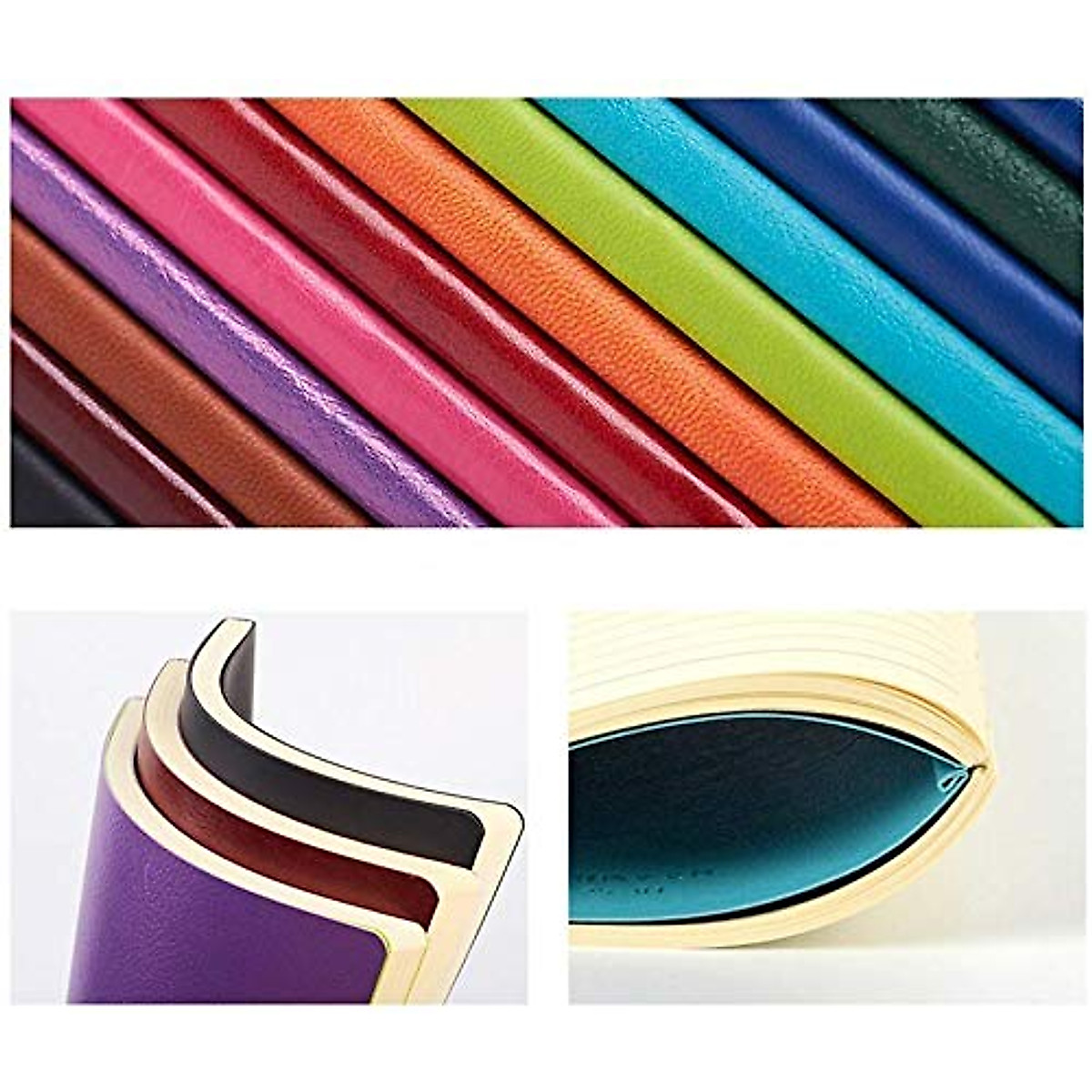 SINOBAND 8 Pack Bulk Journals, A5 PU Leather Colorful Writing Notebook, Journal Set Wide Ruled for College Students School and Office(Random Color)