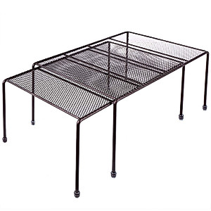 Expandable Stackable Kitchen Cabinet and Counter Shelf Organizer,Kitchen Shelves, Cabinet Organization,Bronze