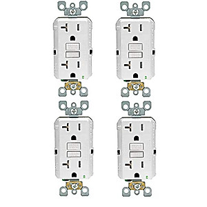Leviton GFNT2-4W Self-Test SmartlockPro Slim GFCI Non-Tamper-Resistant Receptacle with LED Indicator, Wallplate Not Included, 20-Amp, White (4 Pack)