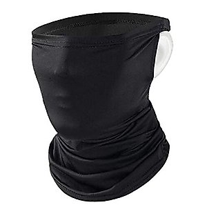 YAN XUAN 1PCS Ear Loops Neck Gaiter Balaclava Bandana Headwear,Ice Silk Cooling Face Scarf for Dust Outdoors Black
