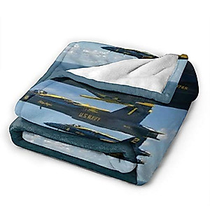 Minalo Personalized Custom Throw Blanket,Blue Angels Airplane Aircraft,Soft Comfortable Plush Blanket for Sofa Bedroom Travel Fluffy Blanket 40"X50"