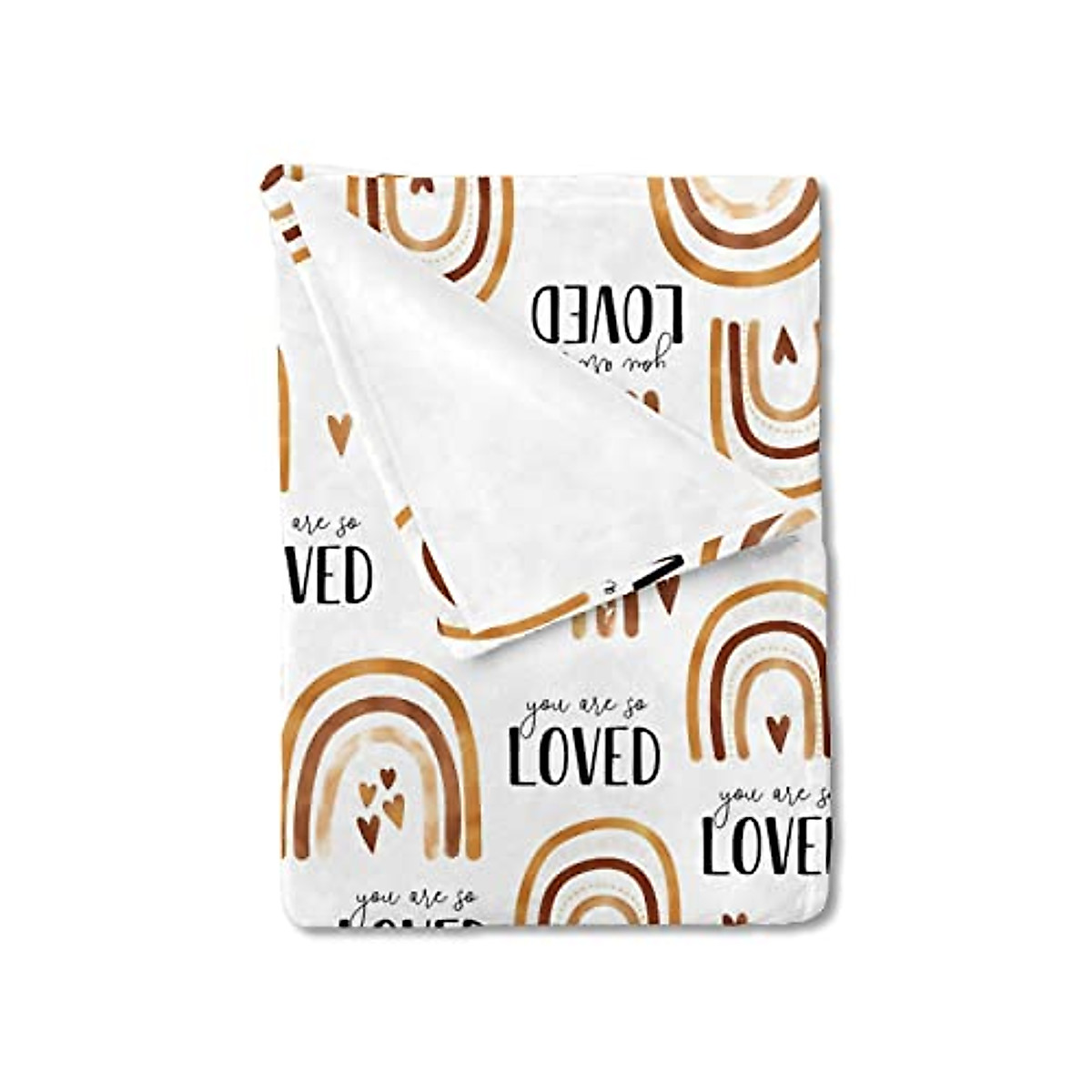 HawSkgFub Boho Rainbow You are So Loved Baby Blanket Girl Boy Gift, Inspirational Brown Flannel Fleece Nursery Bed Receiving Blankets, Soft Lightweight Newborn Toddler Infant Kids Bedding 30 x 40