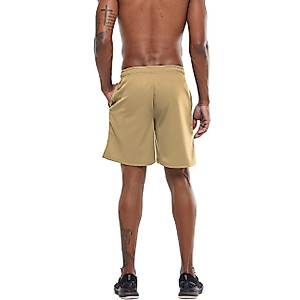G Gradual Men's 7" Workout Running Shorts Quick Dry Lightweight Gym Shorts with Zip Pockets (Light Khaki Large)