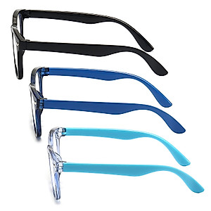 FANNYGO 3 Pack kids Blue Light Blocking Glasses For Girls And Boys Computer Blue Light Blocking Glasses For Age 3-9 (Black + Dark blue + Light blue)