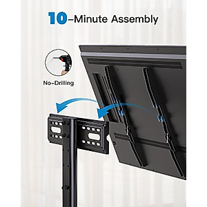 PERLESMITH Universal TV Stand - Table Top TV Stand for 32-55 inch LCD LED TVs - Height Adjustable TV Base Stand with Tempered Glass Base & Wire Management, VESA 400x400mm