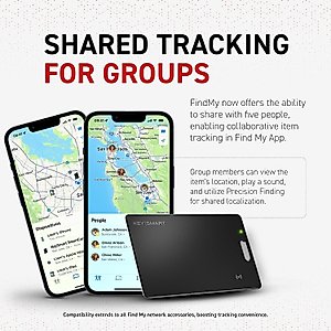 KeySmart SmartCard Wallet Tracker Card, Compatible with Apple Find My App, Rechargeable Thin GPS Item Finder for Luggage Tag, Passport, Smart Bluetooth Tracking with Key Chain Hole Black 1 Pack