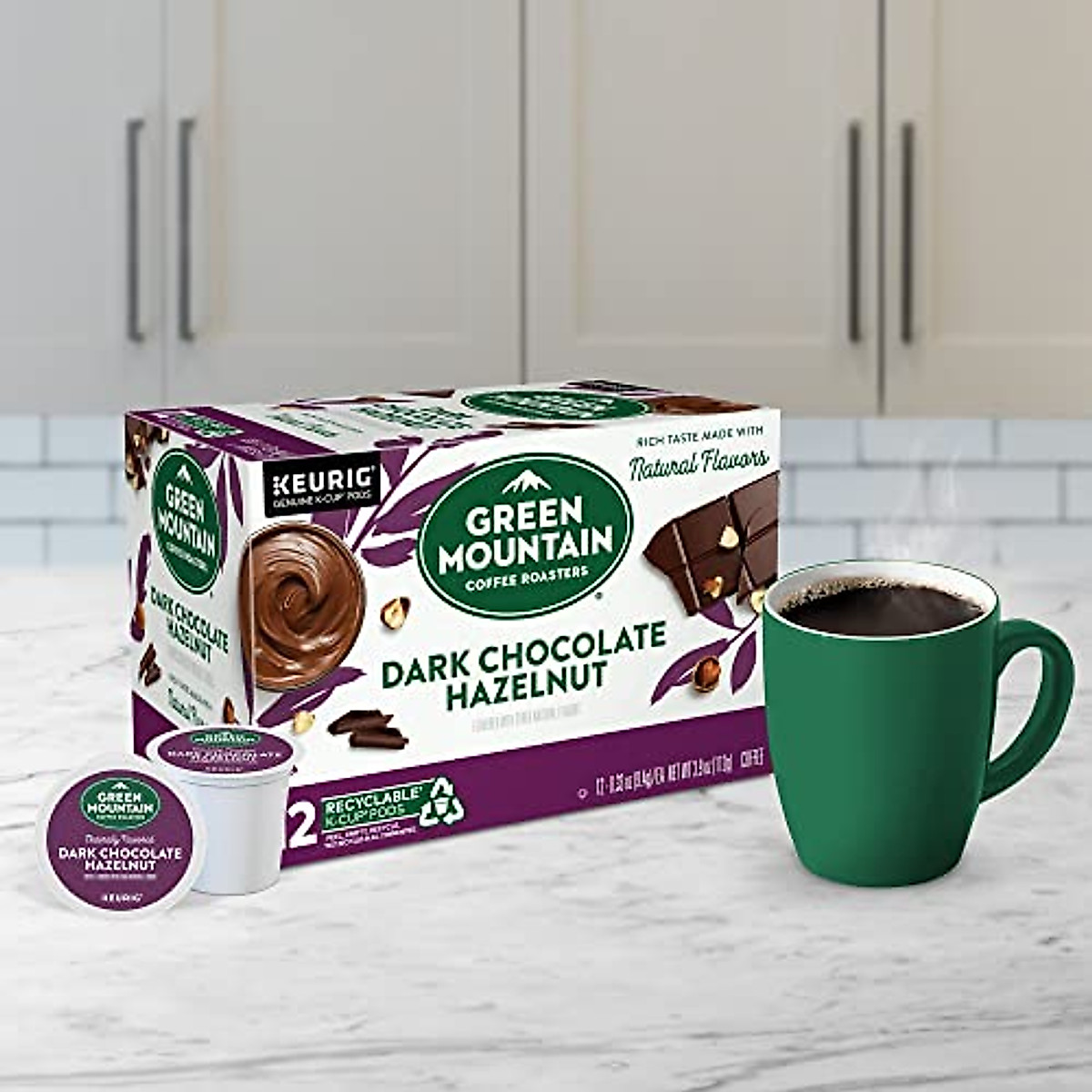 Green Mountain Coffee Roasters Dark Chocolate Hazelnut Coffee, Keurig Single Serve K-Cup Pods, 72 Count (6 Packs of 12)