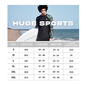 HUGE SPORTS Men's Rash Guard Long Sleeves UPF 50+ UV Sun Protection Quick Drying Splice Compression Swim Shirts Black Leopard