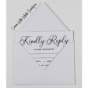 Inkdotpot 50 Blank RSVP Cards With White Envelopes-White Style Response Card-RSVP For Wedding-Rehearsal Dinner-Baby Shower-Bridal Shower-Engagement Party Invitations