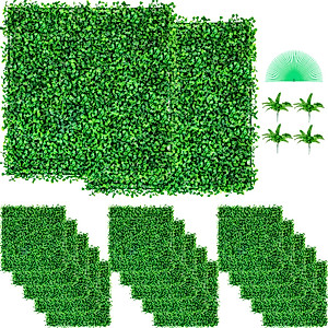 VEVOR Artificial Boxwood Panels 48PCS 10" x 10", UV-Anti Boxwood Hedge Wall Panels, Artificial Grass Backdrop Wall 1.6", Green Grass Wall for Decor Privacy Fence Indoor Outdoor Garden Backyard
