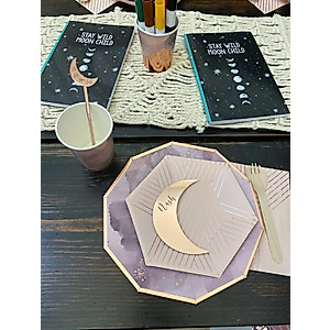 XIAOYUE 20pcs of Acrylic Moon Place Card,Celestial Wedding Place Cards ,Semi-Circle Place Names Blanks for Wedding ,Party&Festival Deco (Gold Mirror)